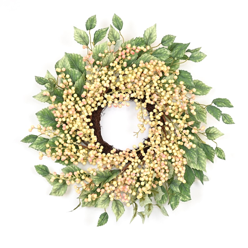 Handcrafted Cream Pip Berry Wreath: Eucalyptus Front Door Decor (22 ...