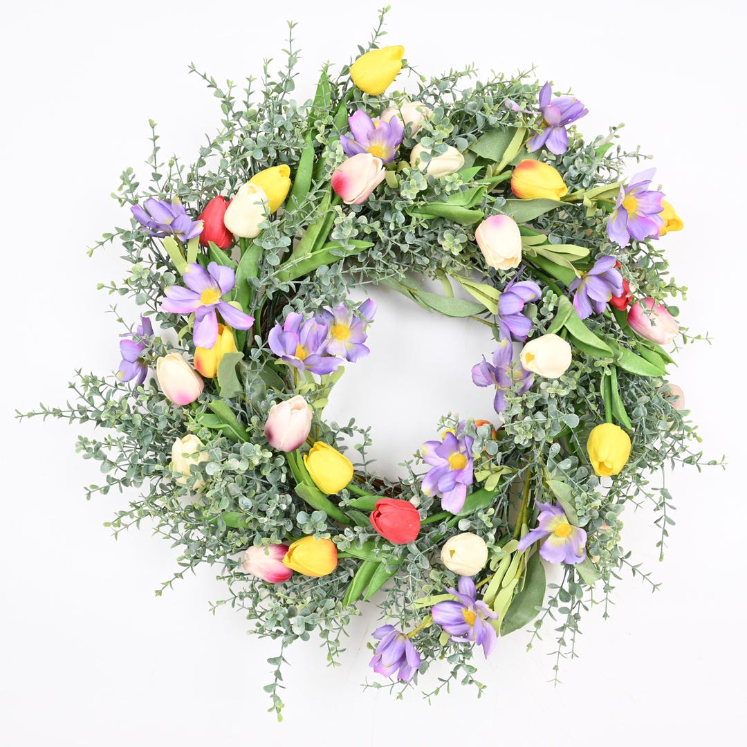 24 Inch Spring Every Day Front Door Mini Berry Tulip Grape Vine Welcome ...