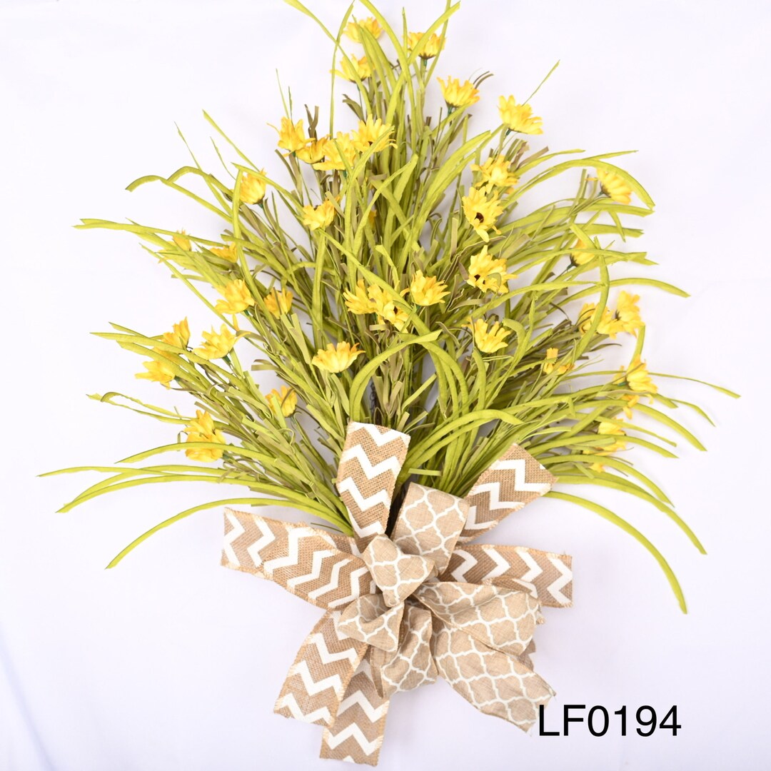 Everyday Spring Weed Yellow Daisy Swag Ribbon Bow 30 Wreath - Etsy