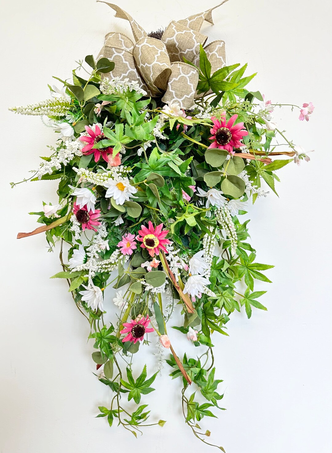 Grapevine Front Door Everyday Swag Wreath Spring Wreath Daisy ...