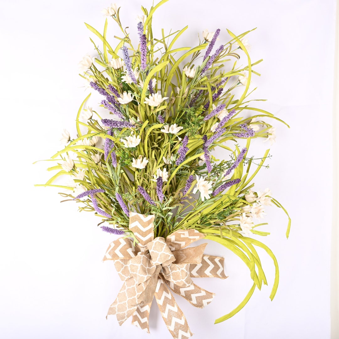 Everyday Spring Weed Daisy Lavender Swag Bow 30 Wreath - Etsy