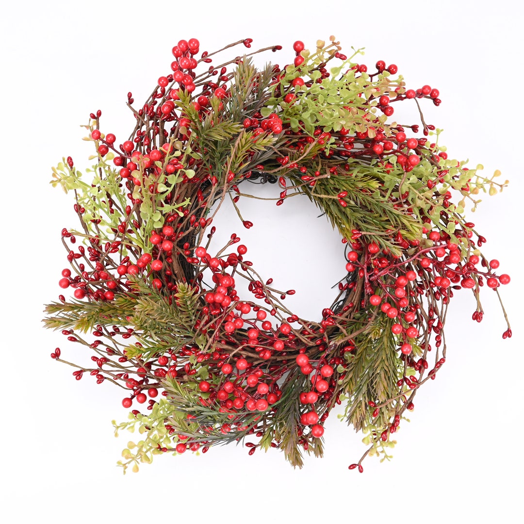 Front Door Wreath Farmhouse Winter Red Berry Wreath Winter Berry Wreath ...