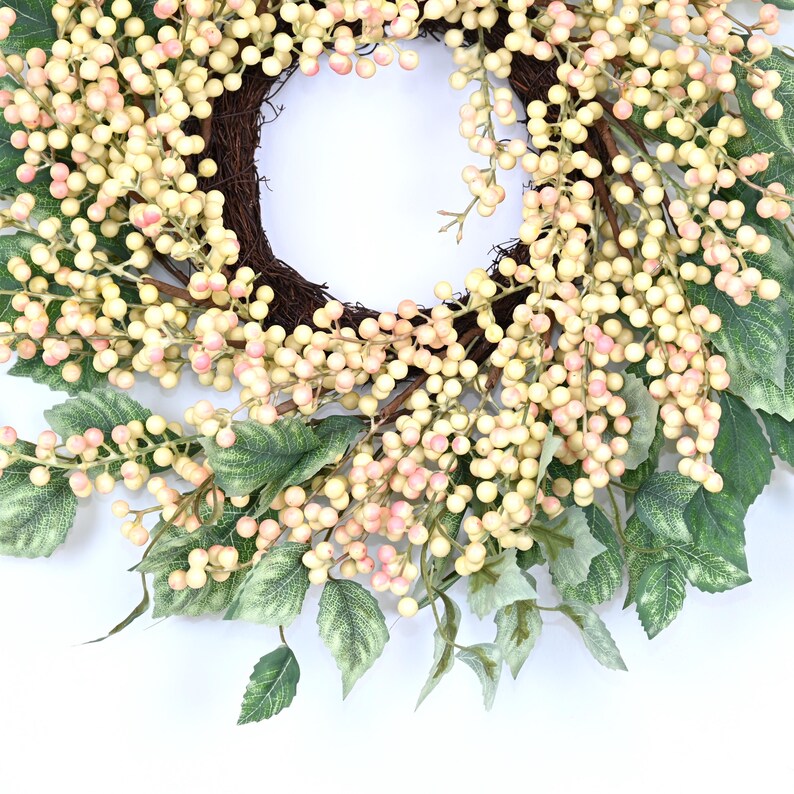 Handcrafted Cream Pip Berry Wreath: Eucalyptus Front Door Decor (22 ...