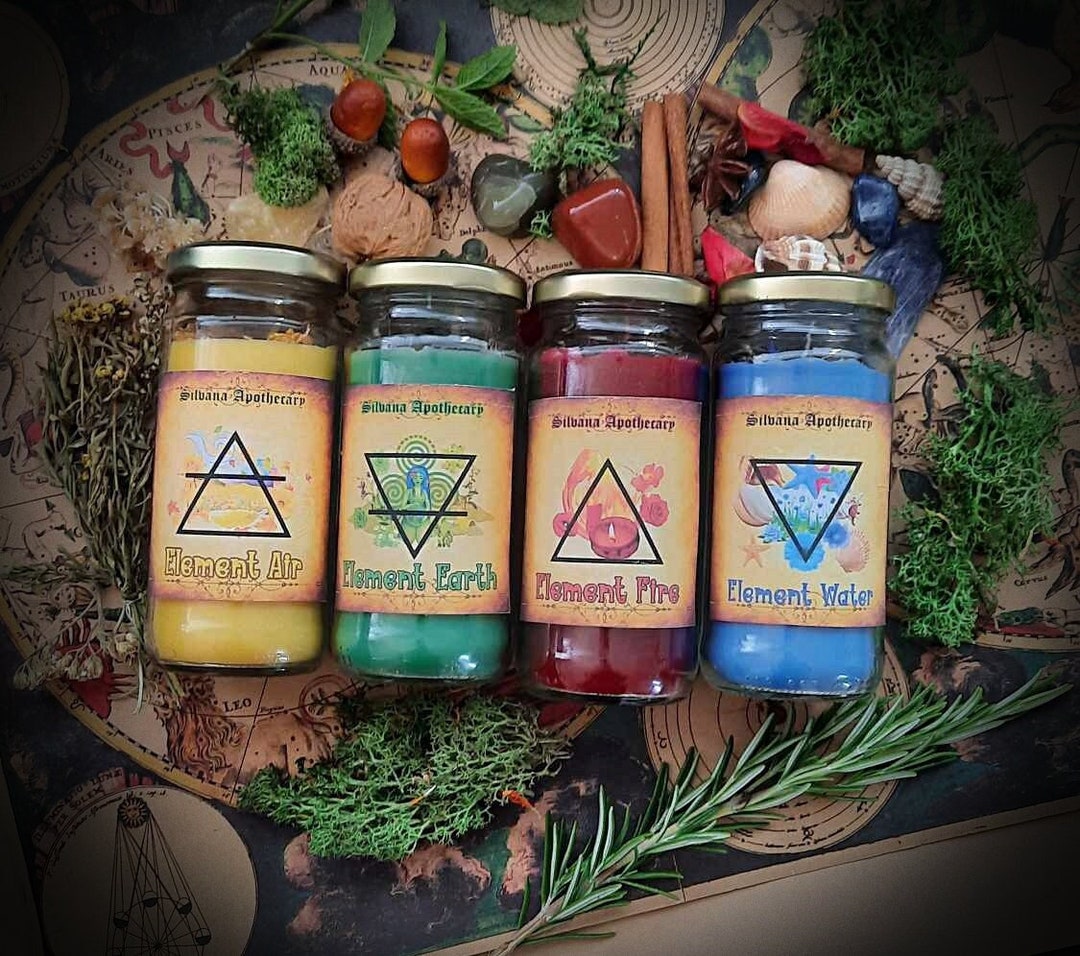 Elemente Ritual Zauber Kerzen Luft Erde Feuer Wasser Hexe - Etsy.de