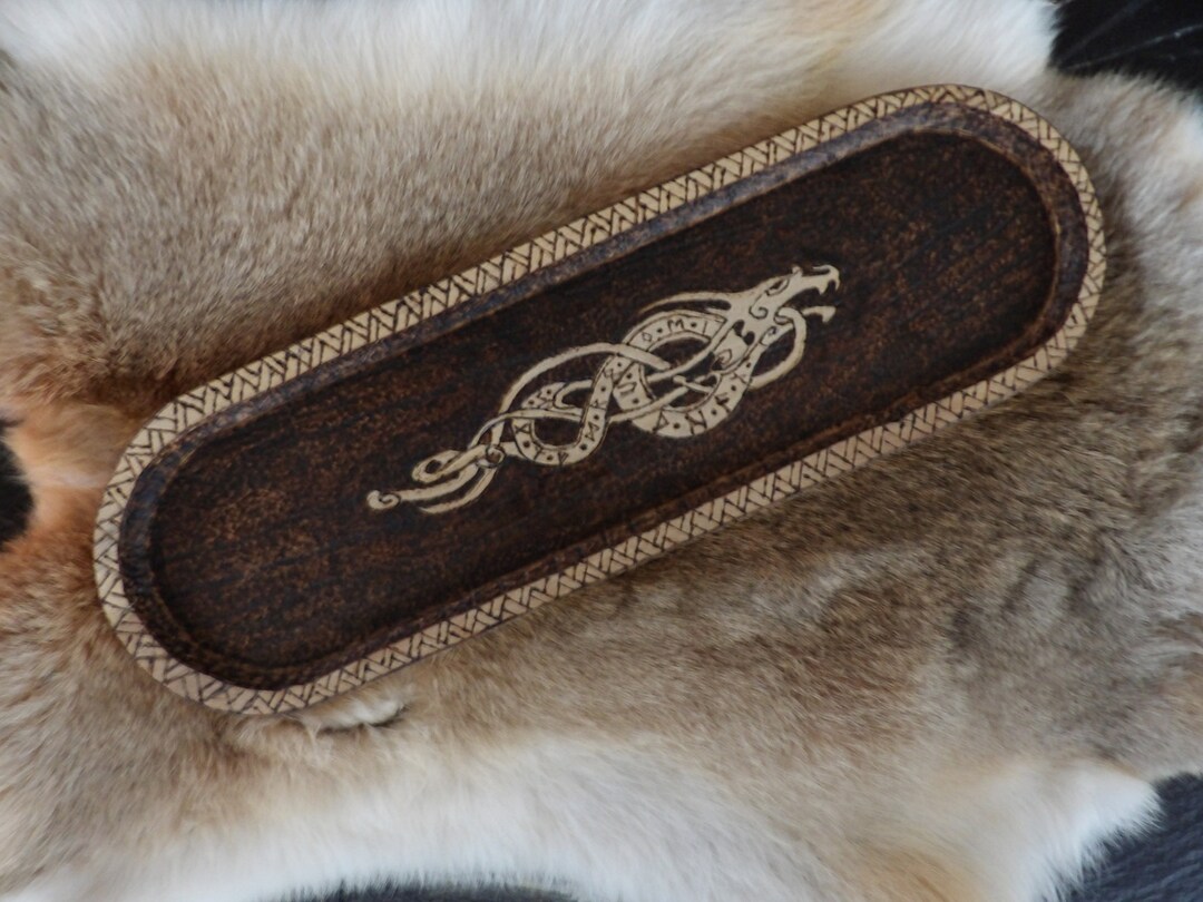 Viking Dragon Wooden Small Tray From Light Fir Wood With Norse Dragon ...