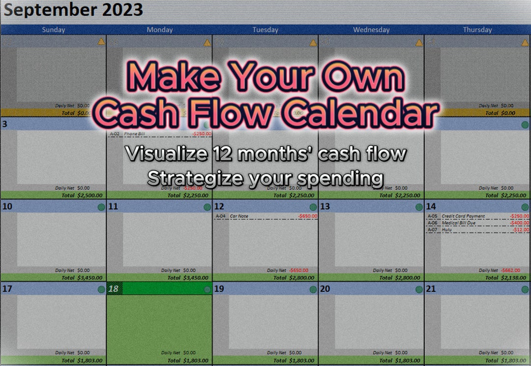 Cash Flow Calendar - Etsy