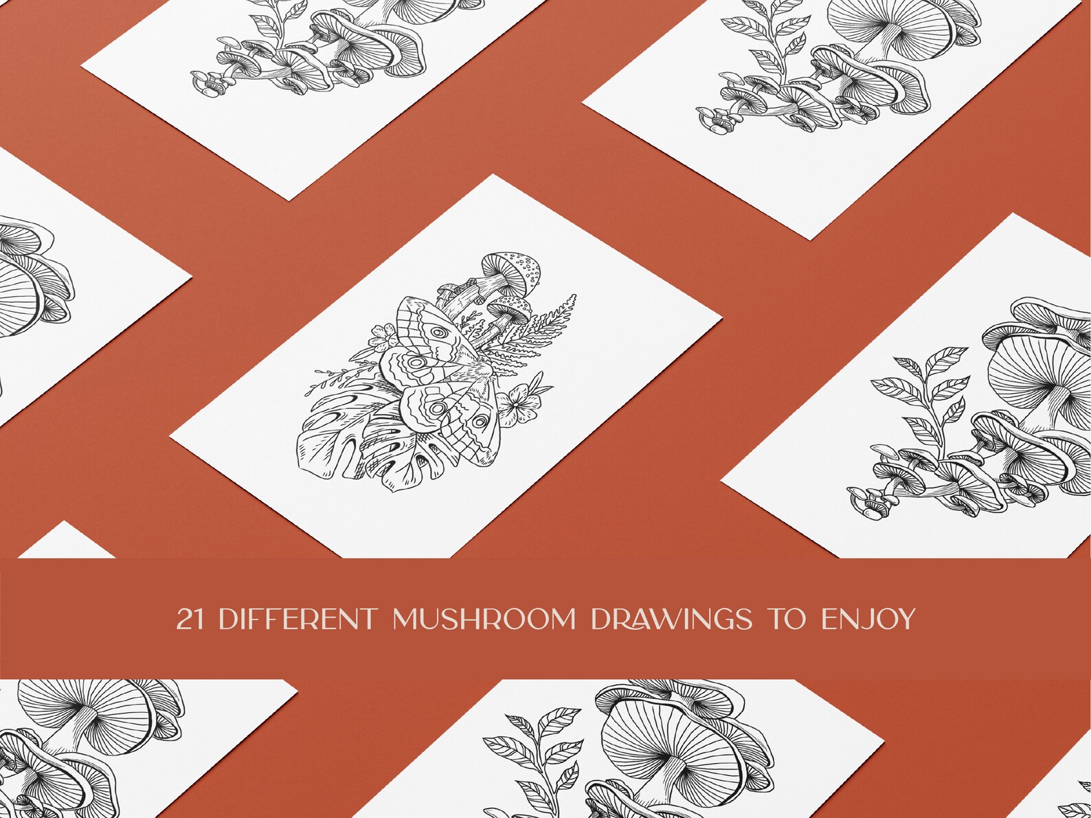 21 Printable Coloring Page, Fungi Coloring Page, Print at Home Digital ...