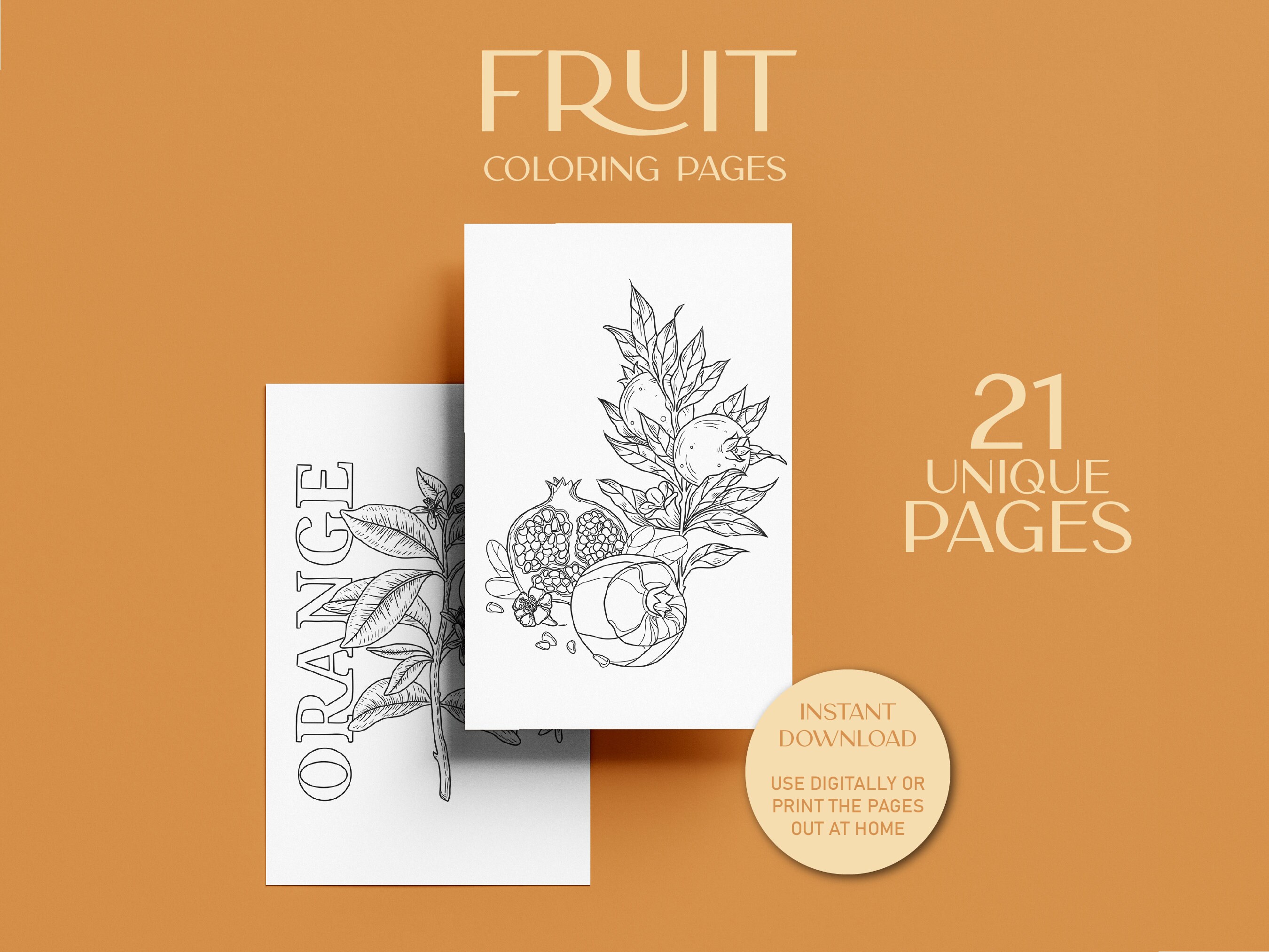 21 Printable Coloring Pages, Fruit Coloring Pages, Print at Home ...