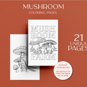 21 Printable Coloring Page, Fungi Coloring Page, Print at Home Digital ...