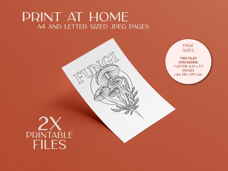 21 Printable Coloring Page, Fungi Coloring Page, Print at Home Digital ...