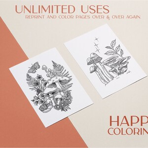 21 Printable Coloring Page, Fungi Coloring Page, Print at Home Digital ...