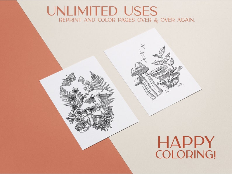 21 Printable Coloring Page, Fungi Coloring Page, Print at Home Digital ...