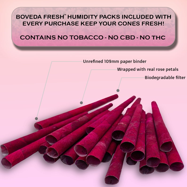 25 King Size Rose Petal Preroll Cones With Filter L Organic Hand Rolled ...