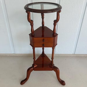 Mahogany Side Table With Glass Top - Etsy