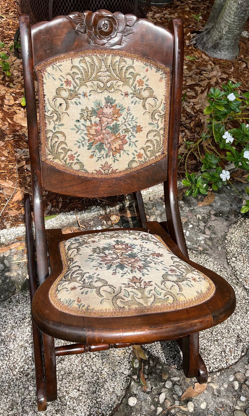 Victorian Flower-top Folding Rocker-kid Size Rocking Chair-floral ...