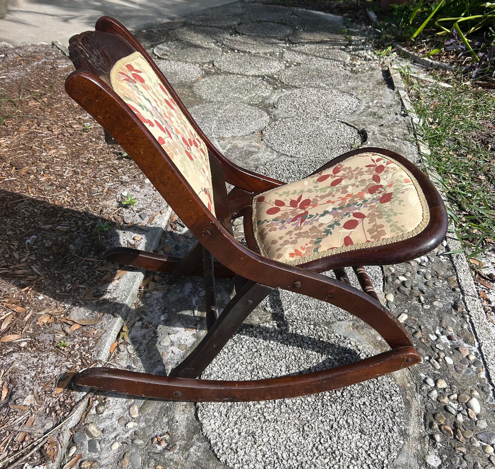Victorian Flower-top Folding Rocker-kid Size Rocking Chair-floral ...