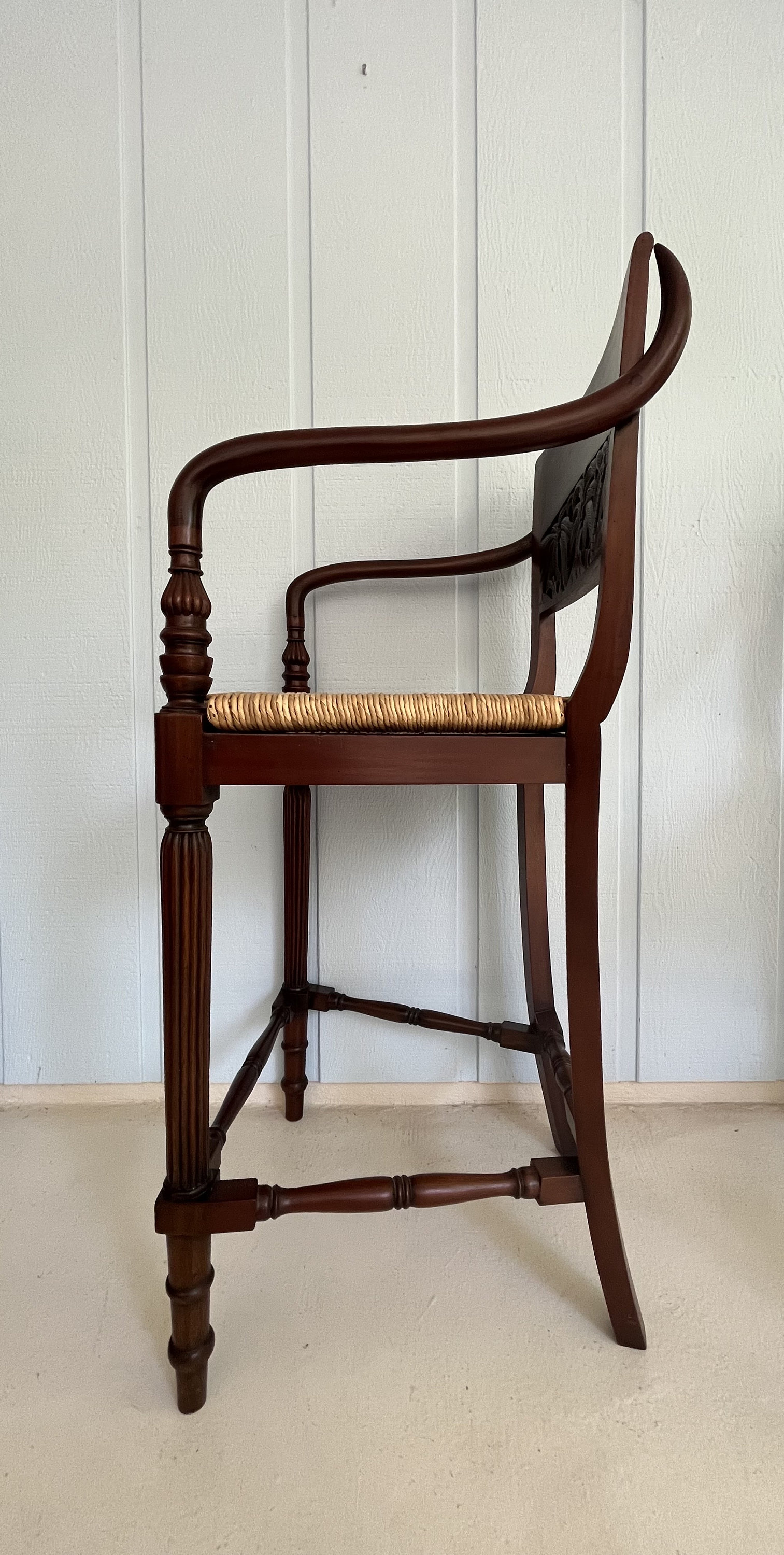 Rare Find Pair Counter Stools-solid Wood Bar Stool-woven Rush Seat ...