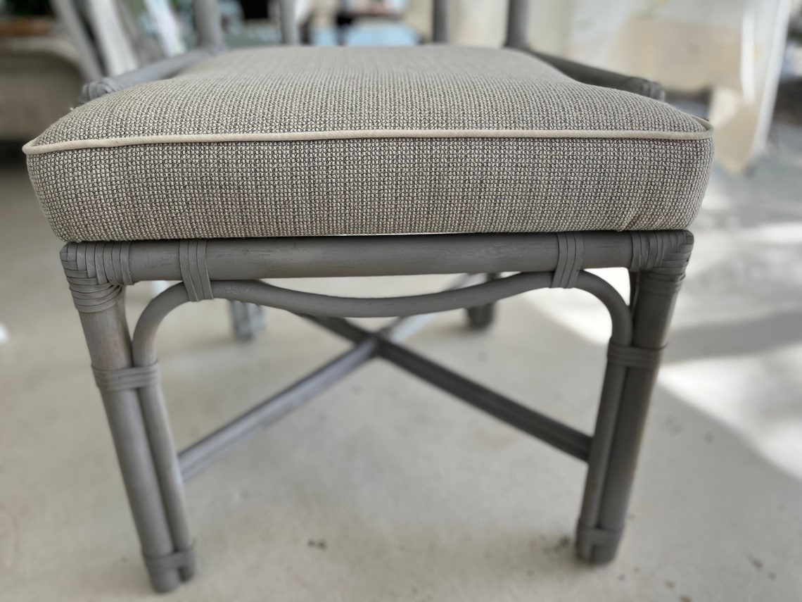 High End Bamboo Rattan Chair-vintage Gray Dinning Chair W/ Upholstery ...