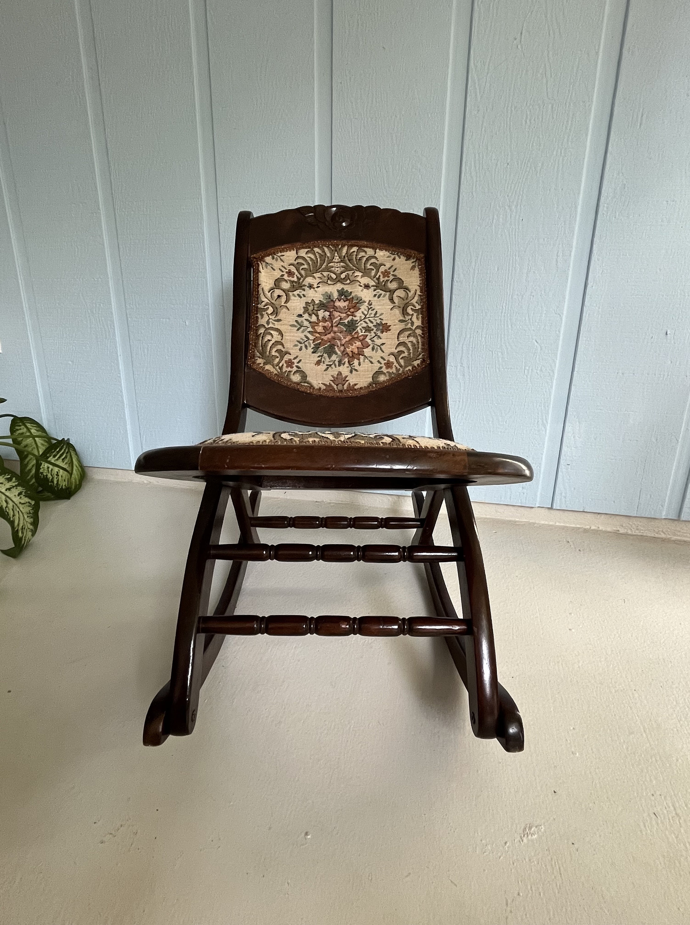 Victorian Flower-top Folding Rocker-kid Size Rocking Chair-floral ...