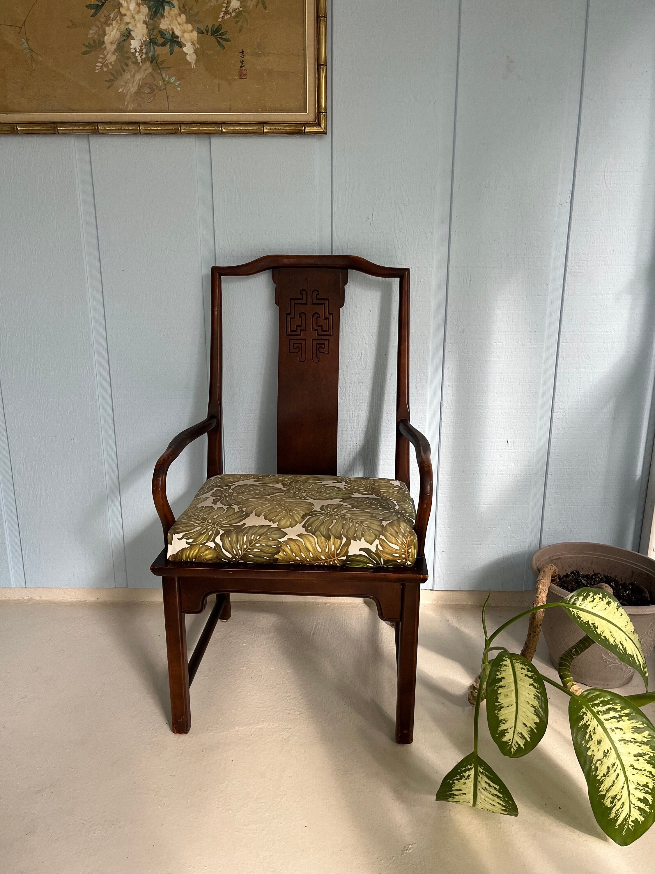 CENTURY FURNITURE Asian Armchair-vintage Oriental Desk Chair ...