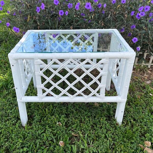 Rattan End Table - Etsy