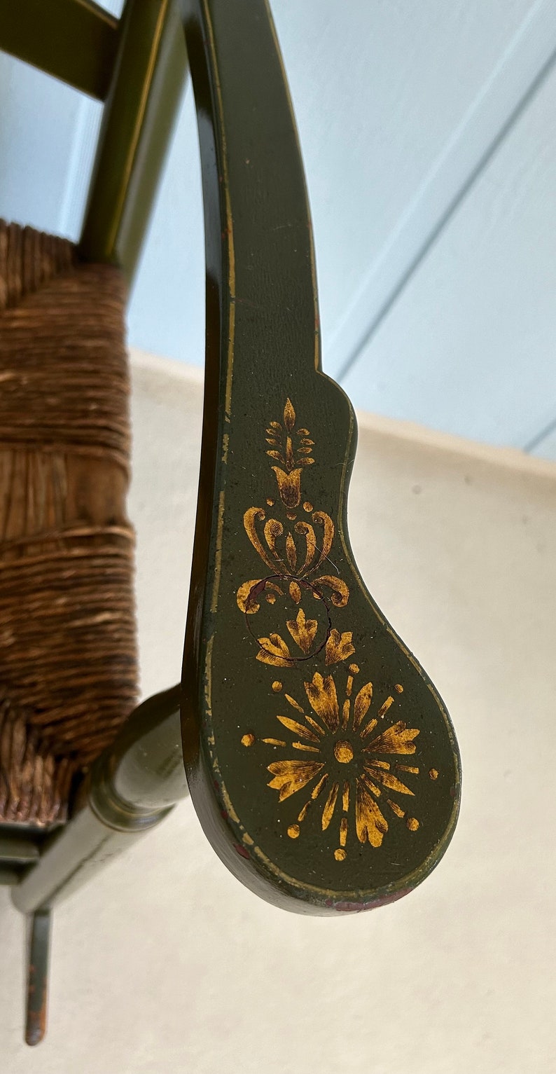 Beautiful Ladder Back Rocker Frame-antique Green&gold Wooden Rocking ...