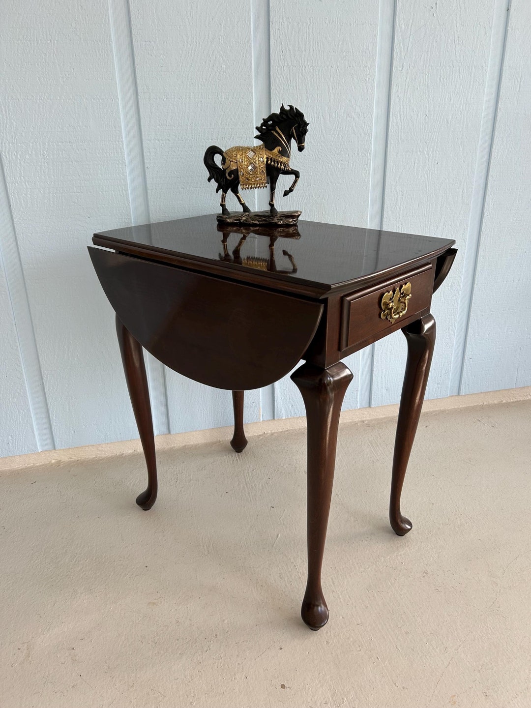 Elegant HARDEN Drop Leaf Table-dark Cherry End Table W/ 1 Drawer ...