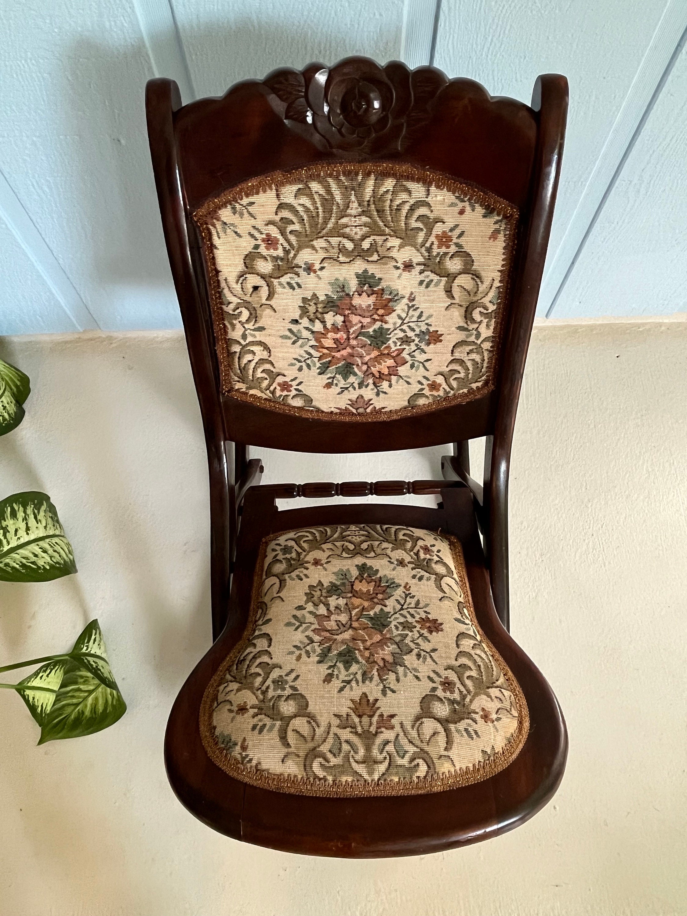 Victorian Flower-top Folding Rocker-kid Size Rocking Chair-floral ...