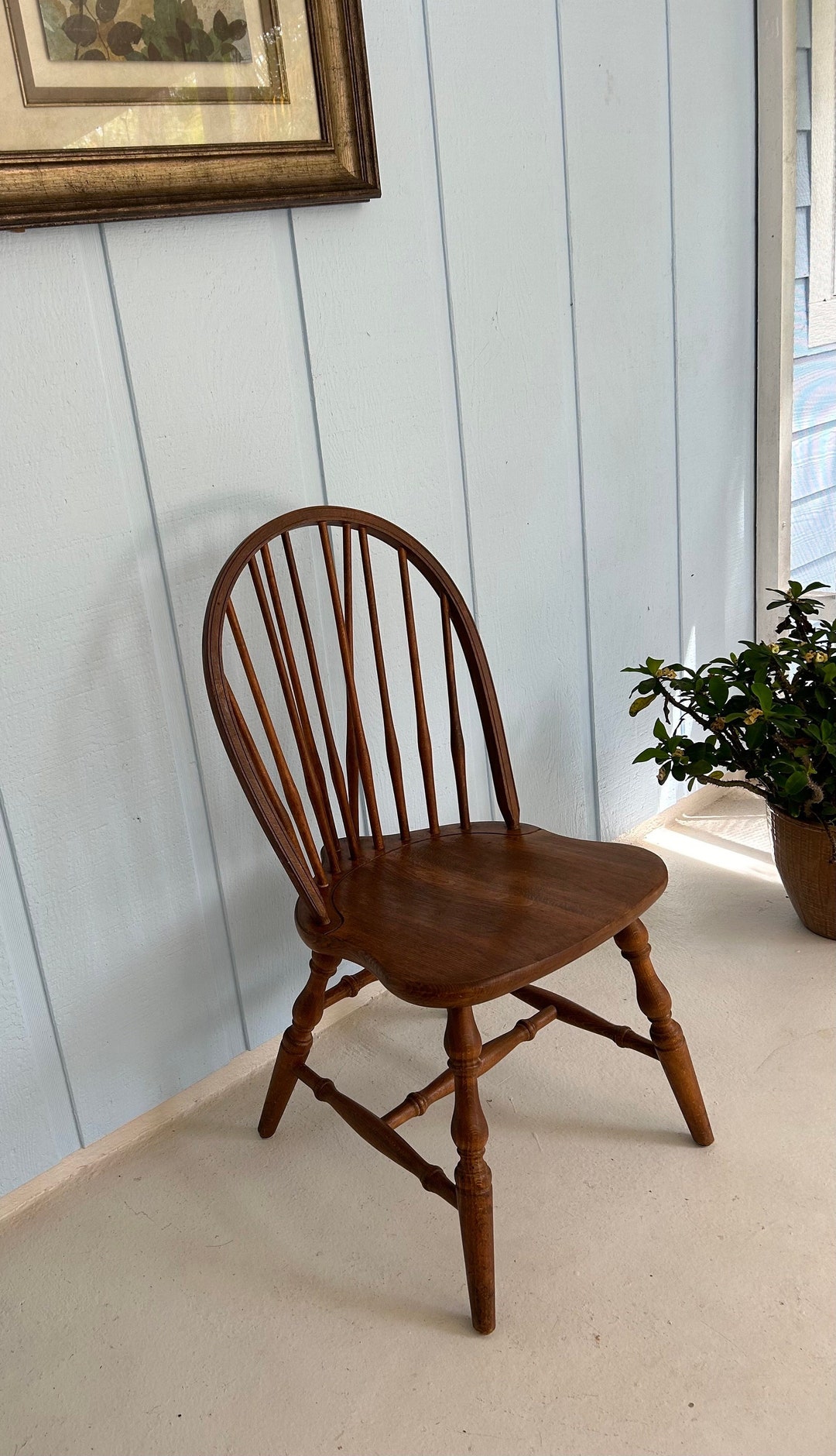 Bow Back Windsor Side Chair-solid Oak Barrel Back Dining Chair-vintage ...