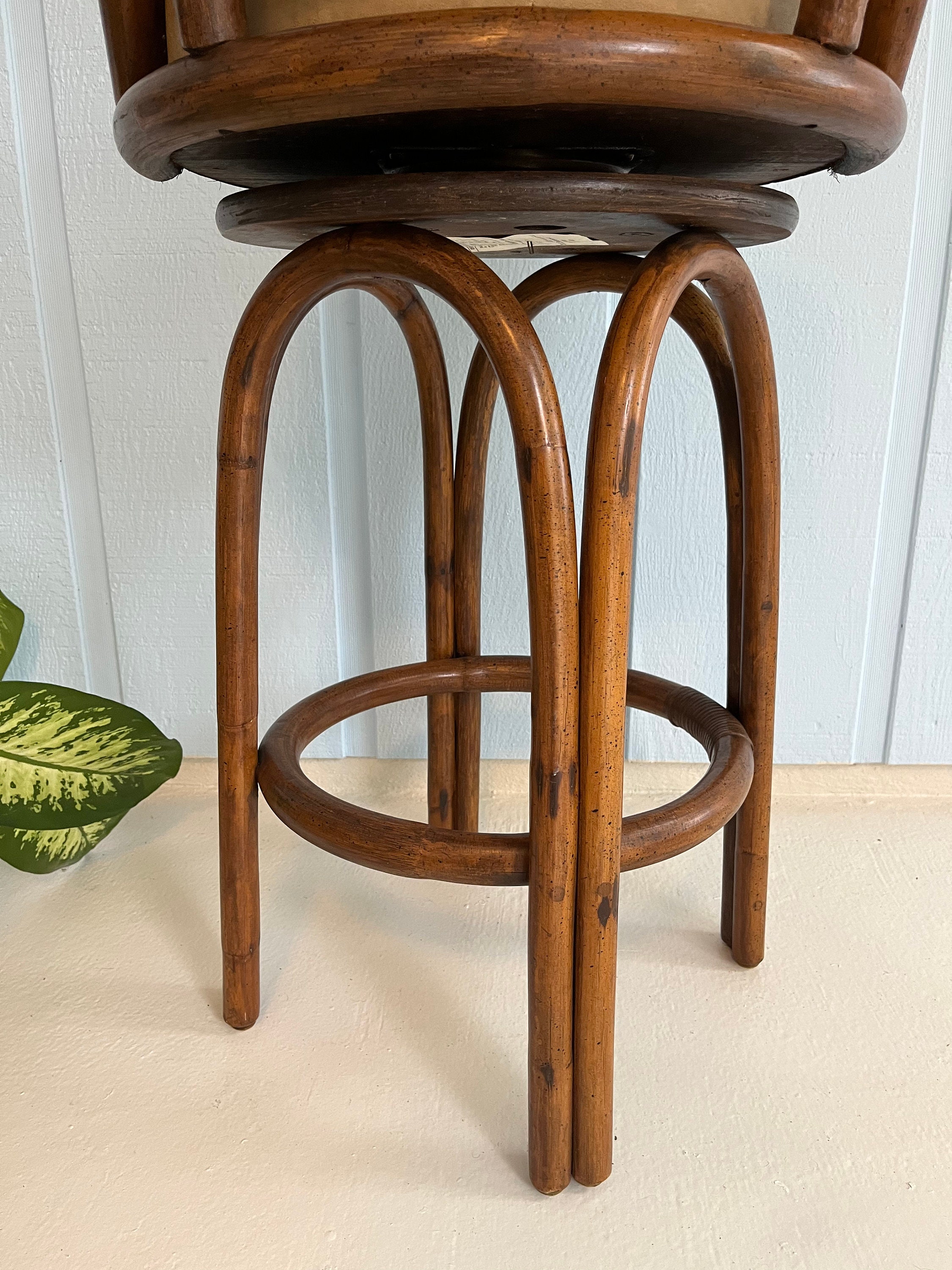 Iconic Ficks Reed Swivel Bar Stool-bamboo Rattan Frame-cane Back ...