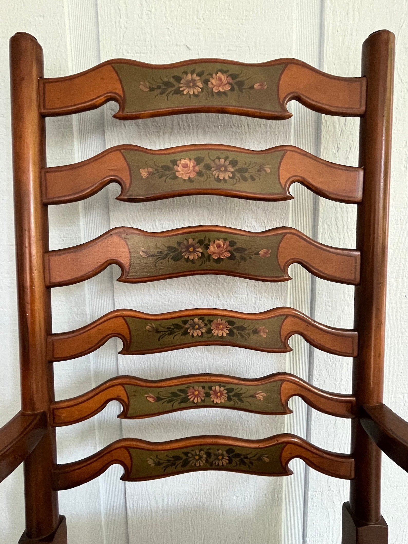 Rare Find English Wavy Ladder Back Armchair-brown&green Dining Chair ...
