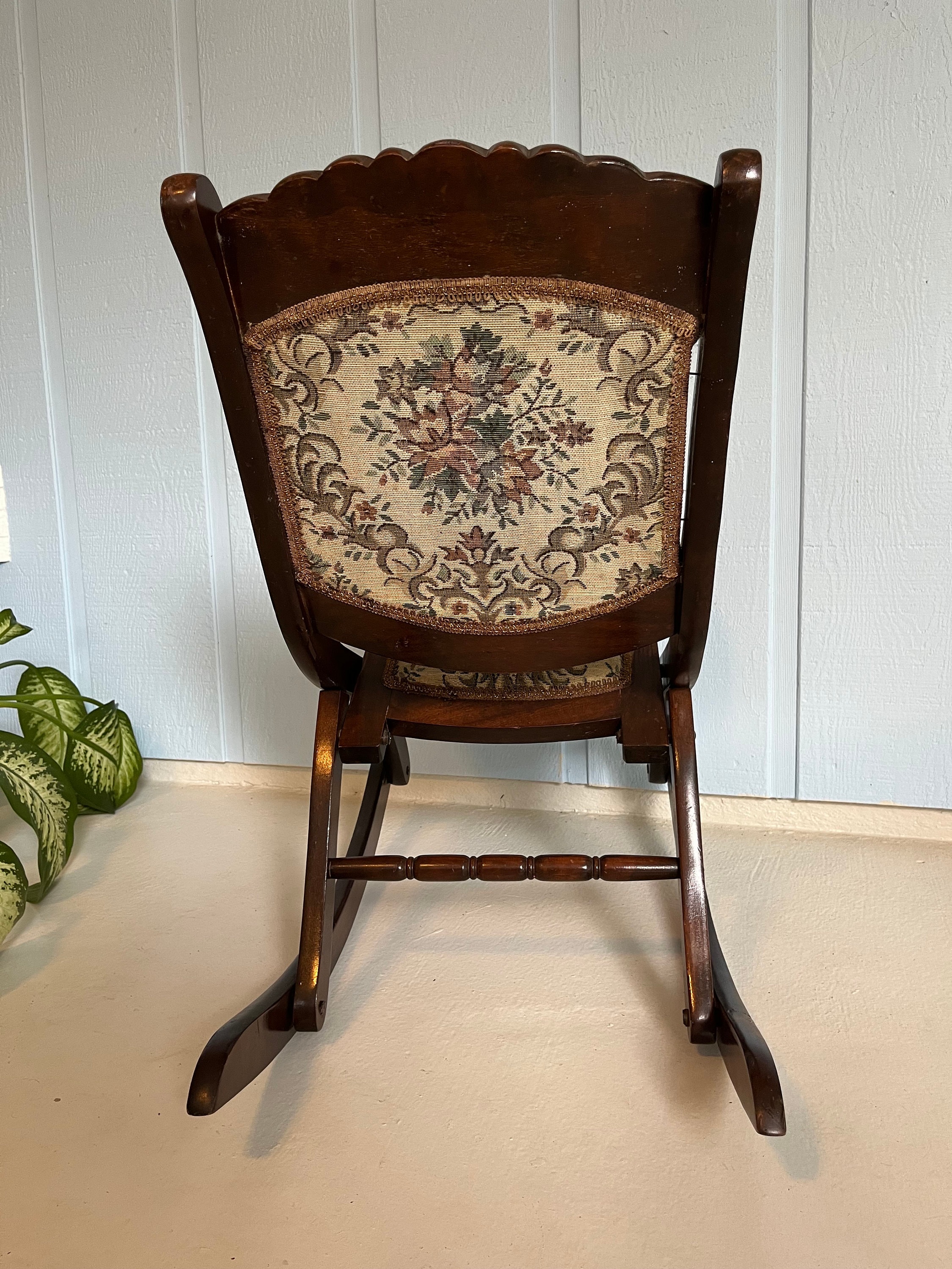 Victorian Flower-top Folding Rocker-kid Size Rocking Chair-floral ...