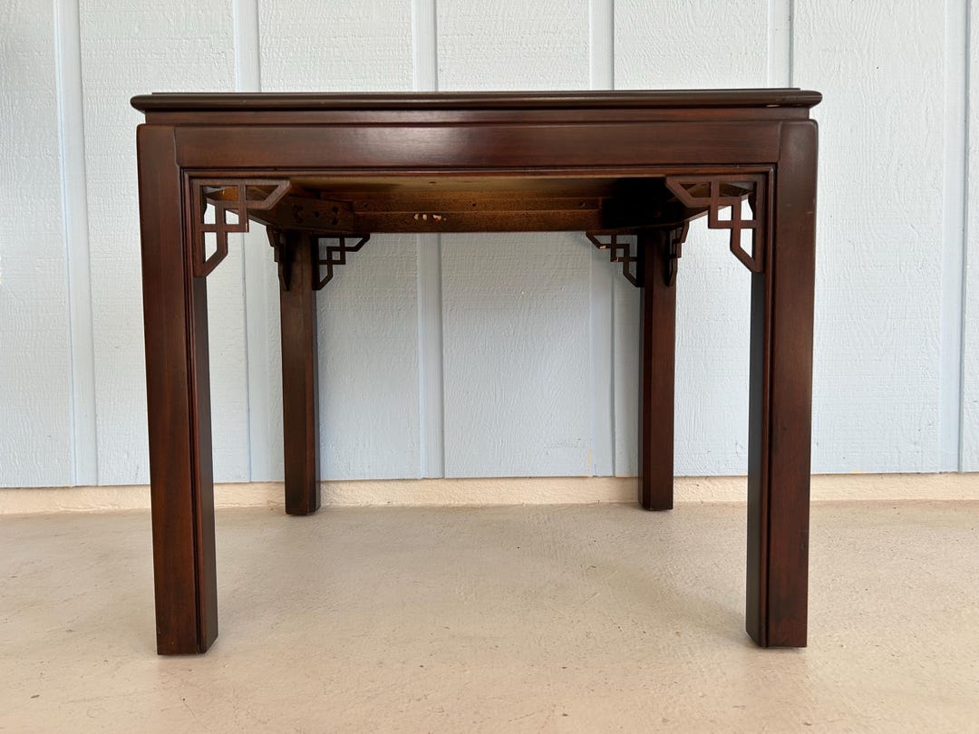 DREXEL Heritage Mahogany Side Table-chippendale Collection End Table W/ Delicate Fretwork-vtg ...