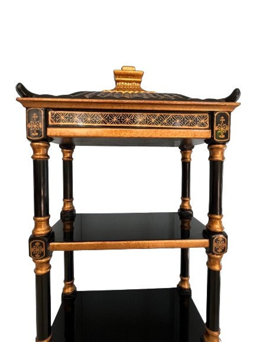 Fabulous Black&gold Pagoda Shelf-oriental Wall Hanging Decor-3 Tier ...