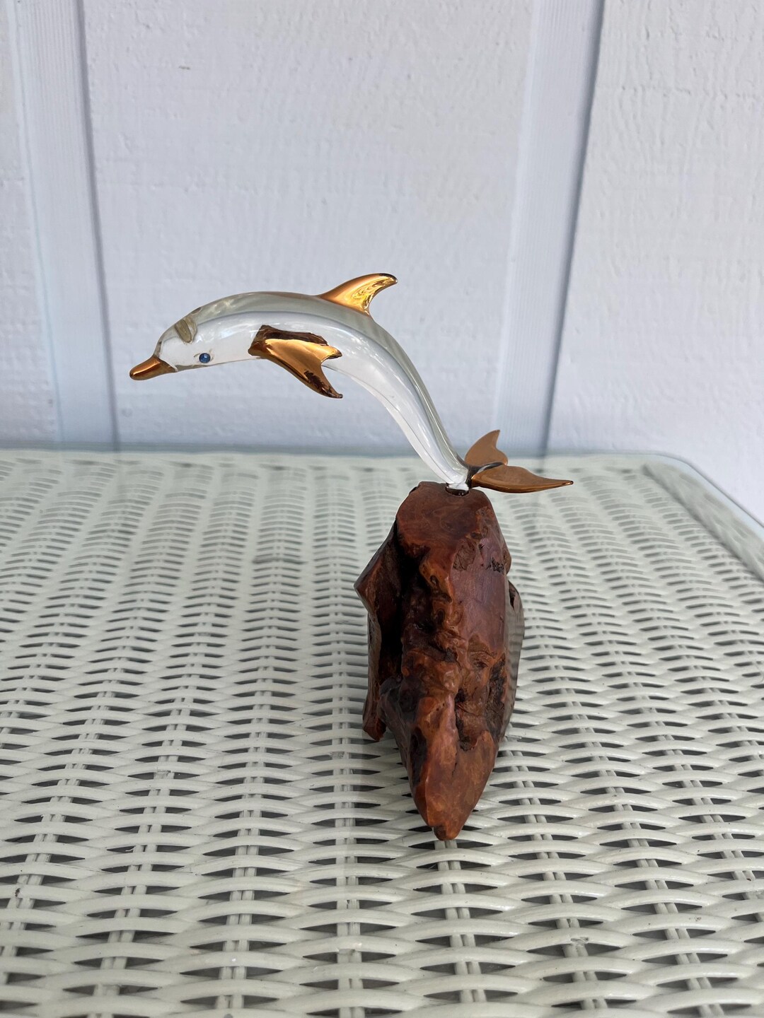 GLASS BARON Dolphin Figurine 22k Gold Trim-gilded Ocean Animal ...