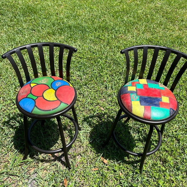 Hand Painted Bar Stools - Etsy