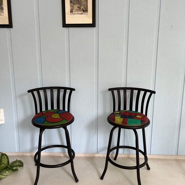 Hand Painted Bar Stools - Etsy