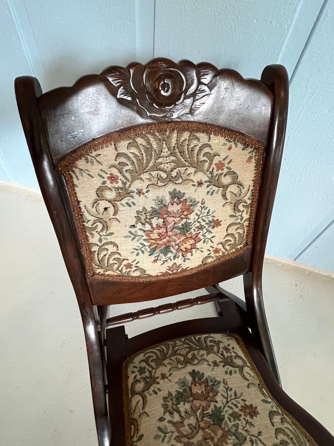 Victorian Flower-top Folding Rocker-kid Size Rocking Chair-floral ...