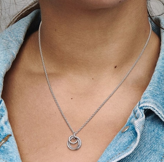 Pandora Family Encircled Pendant Necklace Pandora Crown O Monogram Chain Symbol of Everlasting Ties With Adjustable 60cm Length 391455C01 Etsy