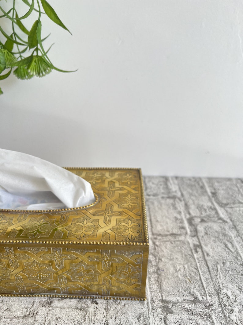 Engraved Solid Brass Tissue Box Cover Rectangular Solid Brass Tissue ...