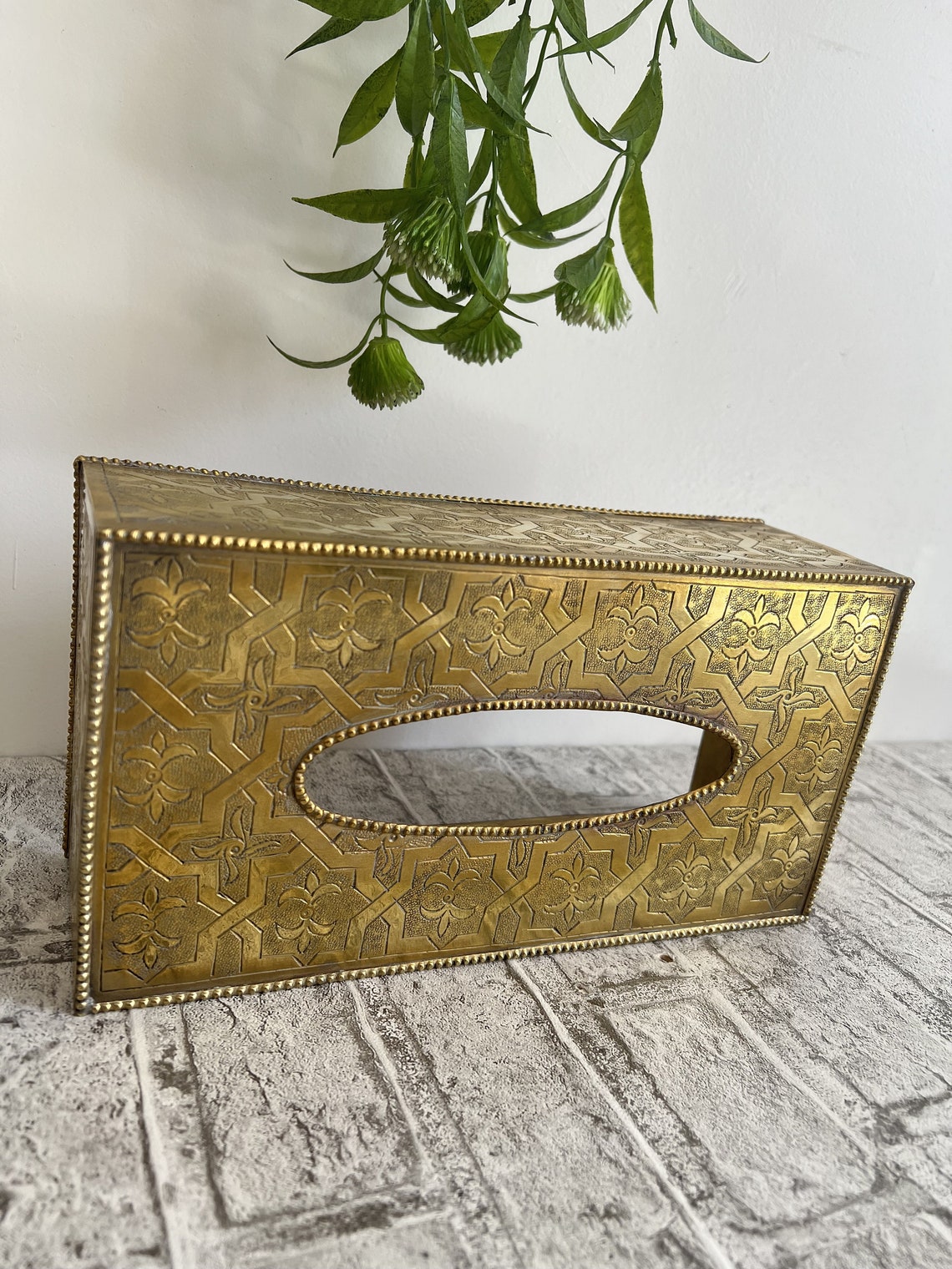 Engraved Solid Brass Tissue Box Cover Rectangular Solid Brass Tissue ...