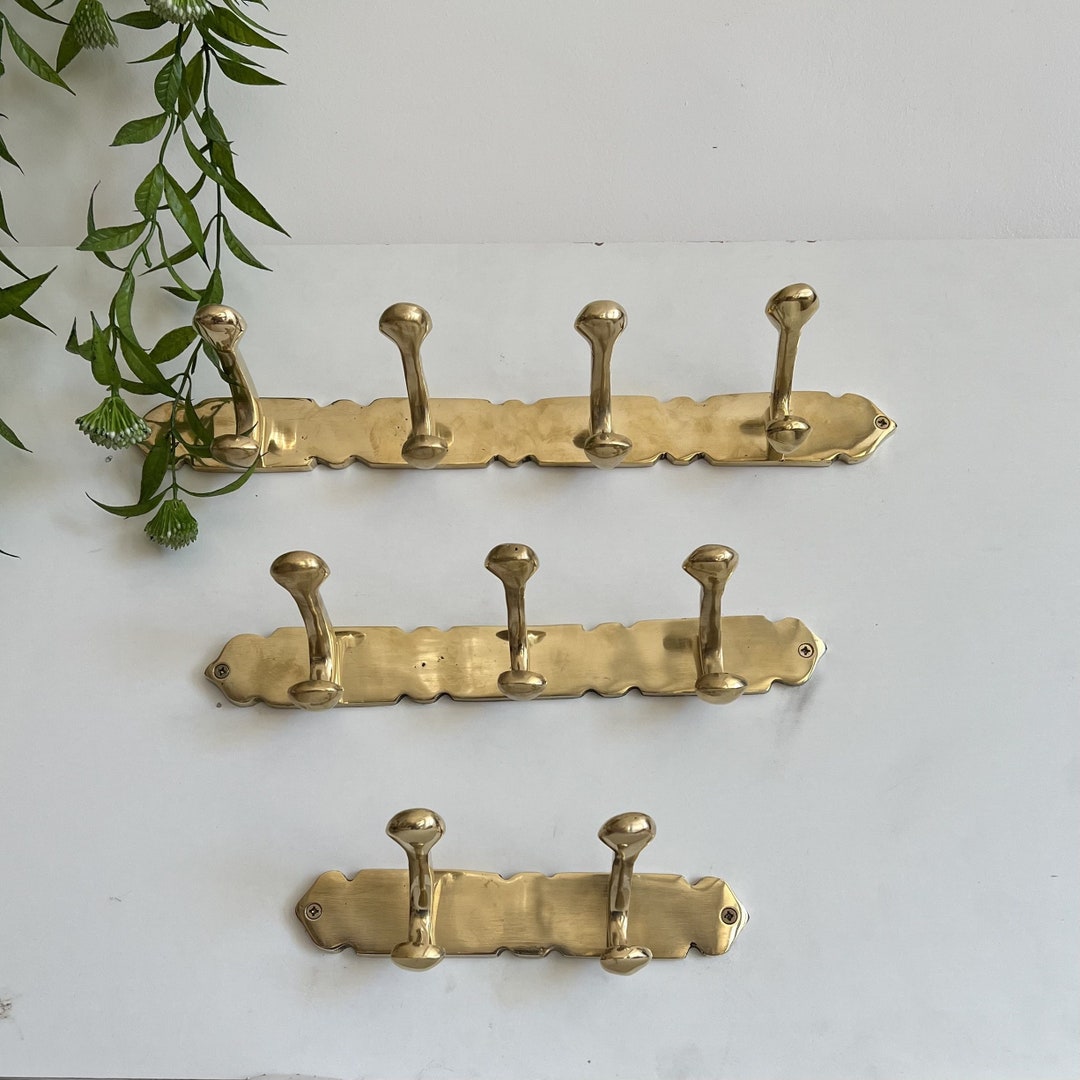 Wall Mount Brass Coat Rack - Brass Solid Coat Hanger With Hooks ...