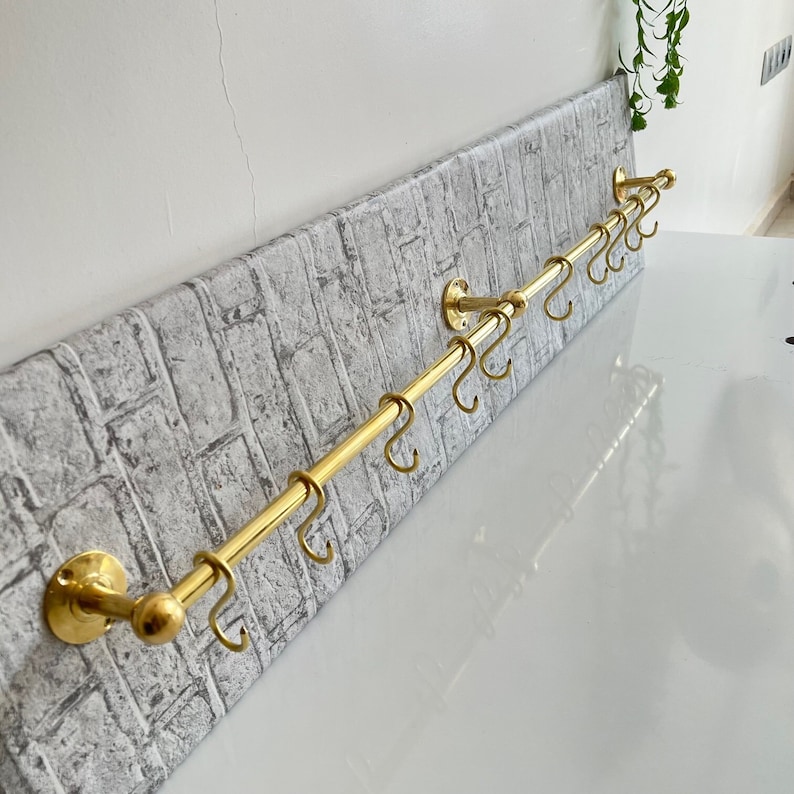 Handmade Vintage Brass Pot Rack Unlacquered Antique Style Rustic Gold ...