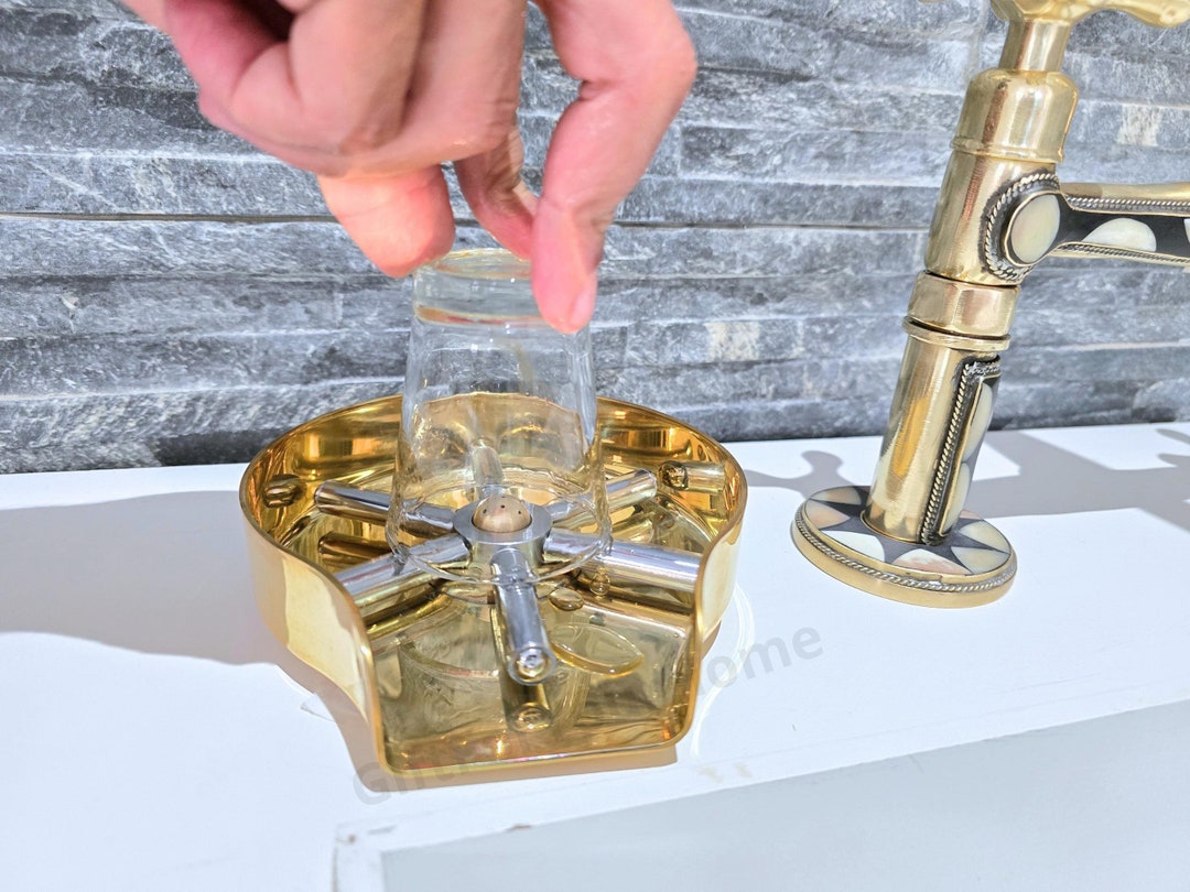 Handmade Glass Sink Rinser With High Pressure - Brass Water Pressure ...