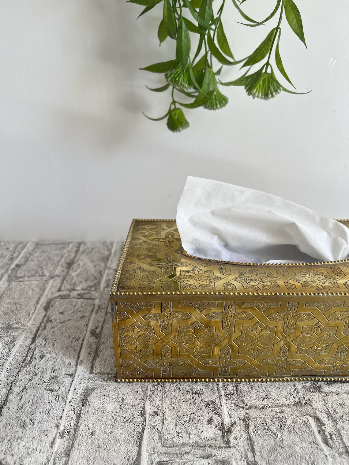 Engraved Solid Brass Tissue Box Cover Rectangular Solid Brass Tissue ...