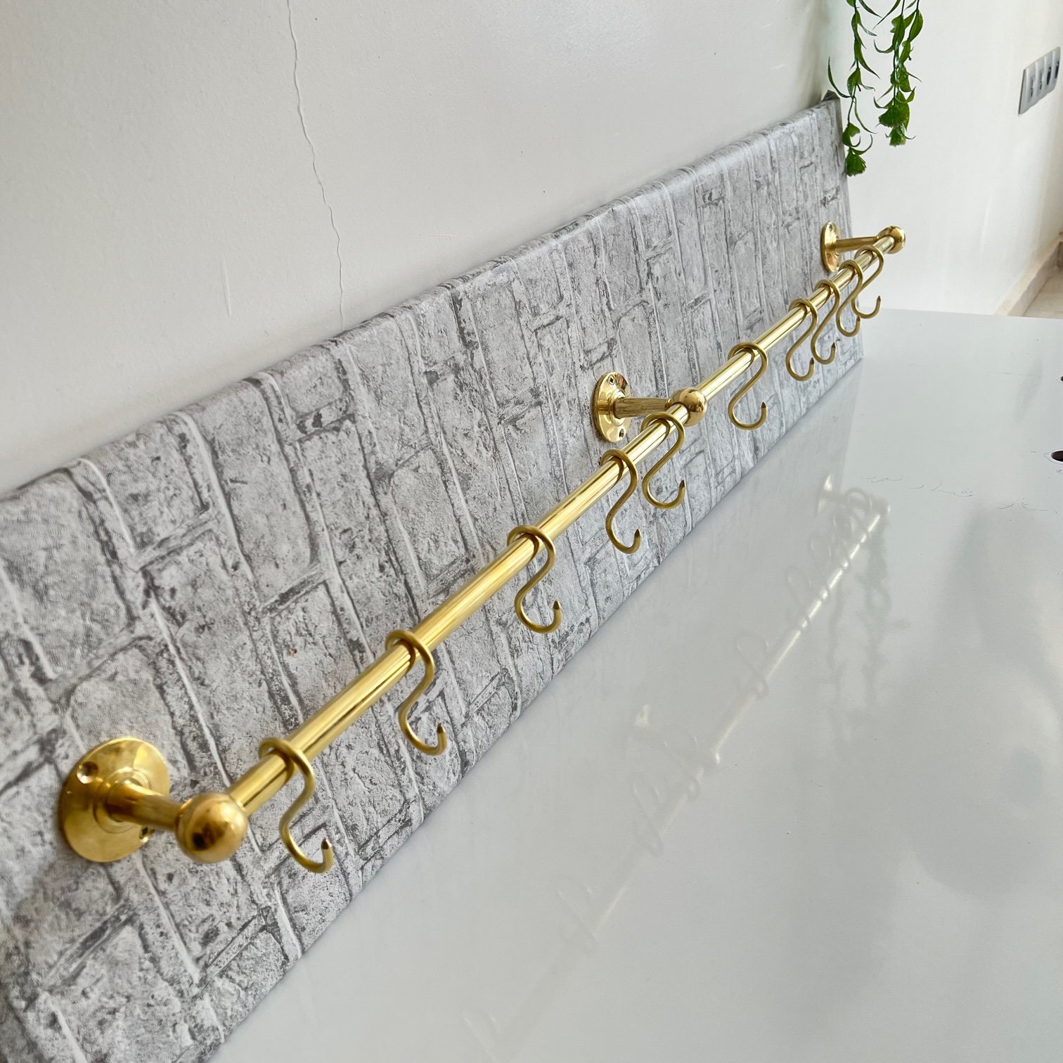 Handmade Vintage Brass Pot Rack Unlacquered Antique Style Rustic Gold ...