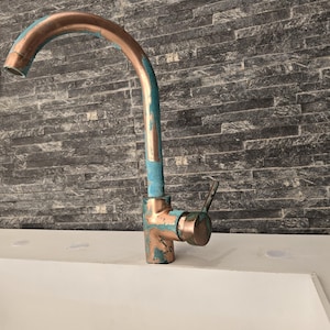 Verdigris Copper Tap - Moroccan Faucet Brass Basin Faucet - Oxidized Copper Faucet - One Hole ...