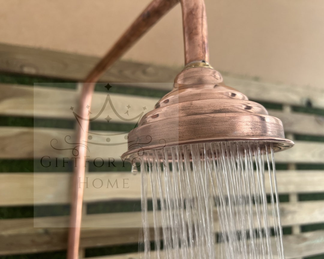 Unlacquered Solid Copper Rain Shower Head - Copper Outdoor Showerhead ...