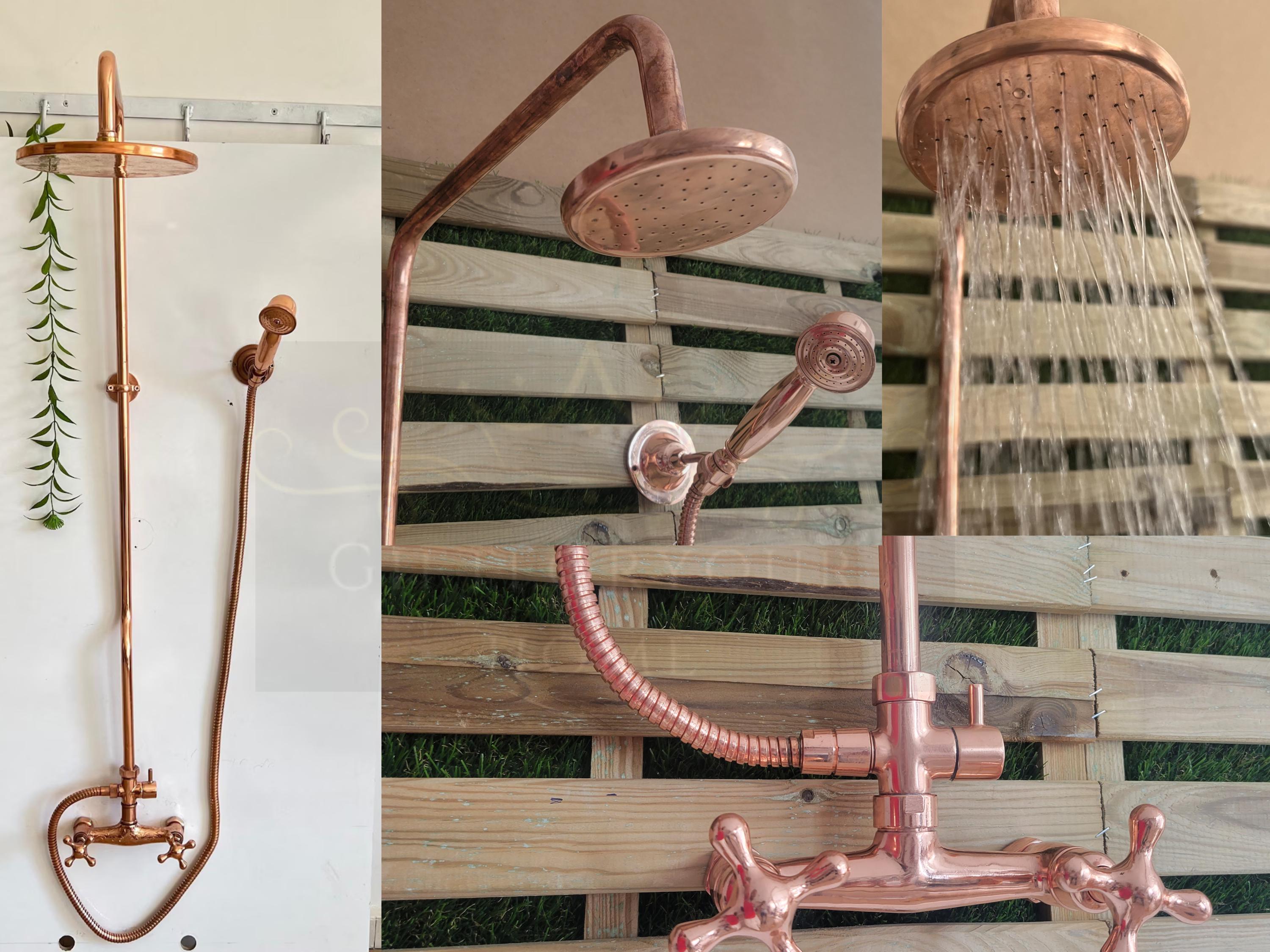 Unlacquered Solid Copper Shower Copper Shower Head Indoor Outdoor ...