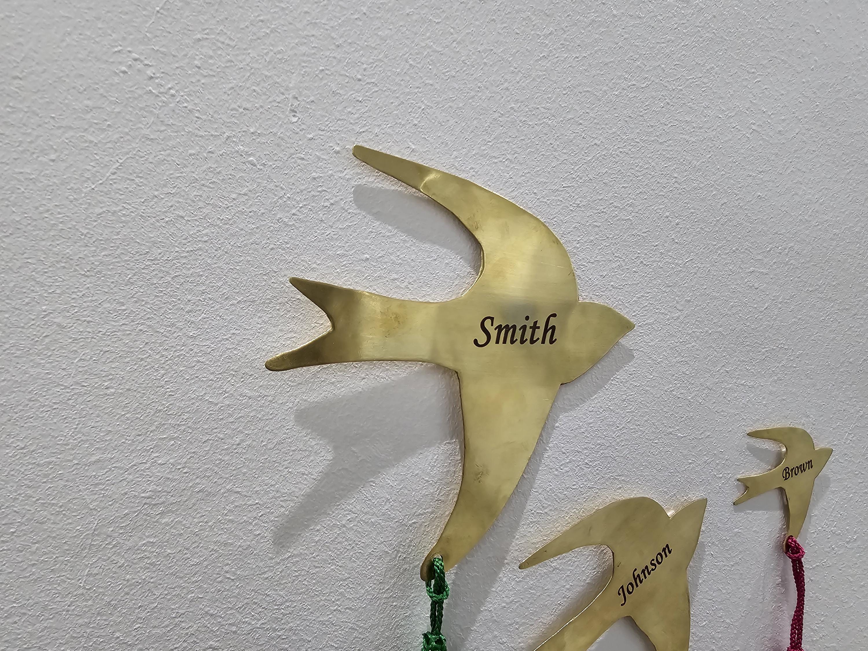 Personalized Brass Bird Wall Art Set - Flock of 4 Flying Birds With ...
